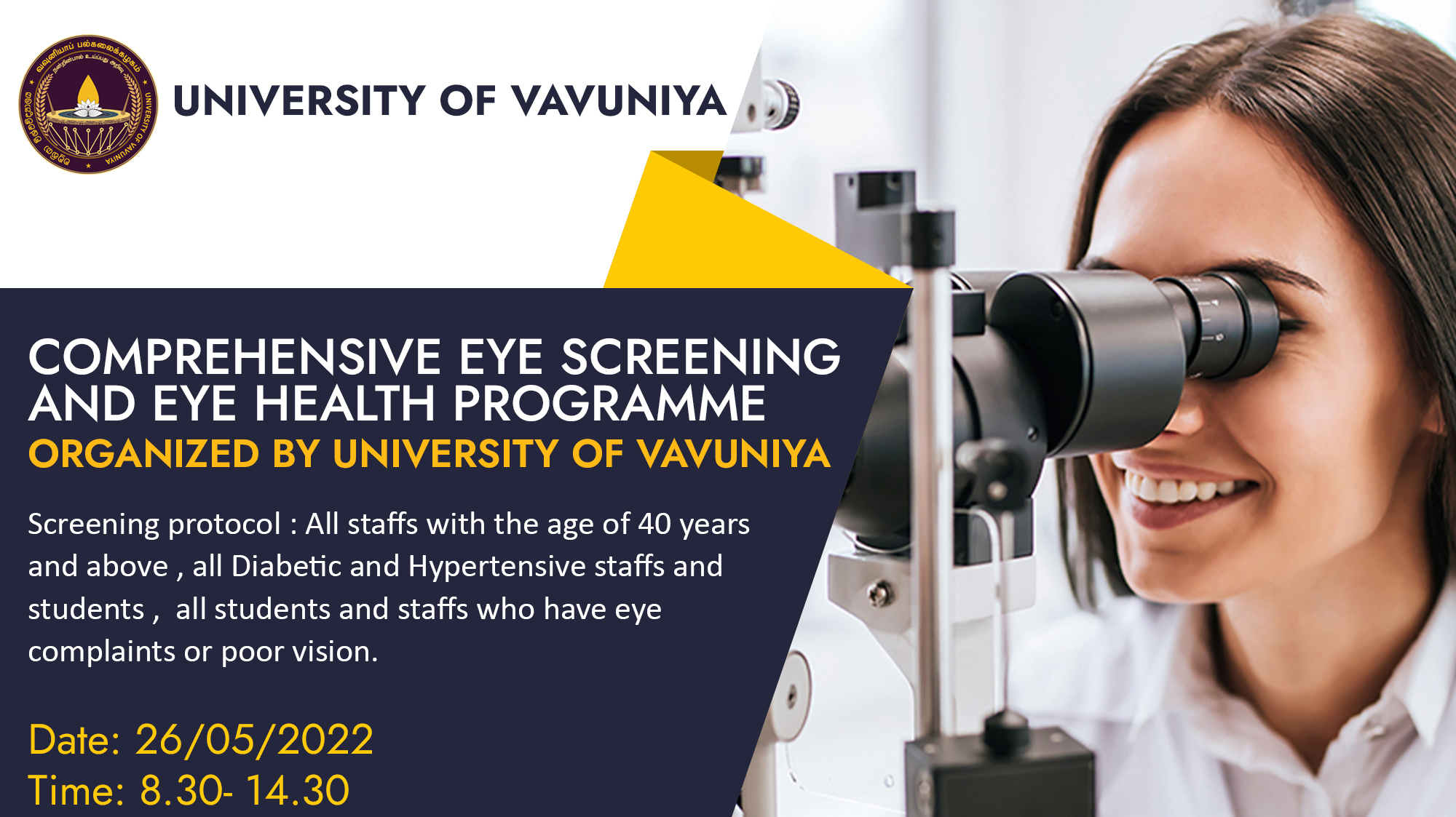 Eye Screening and Eye Health Programme – University of Vavuniya